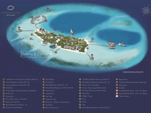 One&Only Reethi Rah Resort Map | Discover the Island